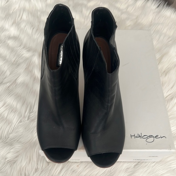 Halogen | Shoes | Halogen Black Leather Ankle Peep Toe Boots | Poshmark